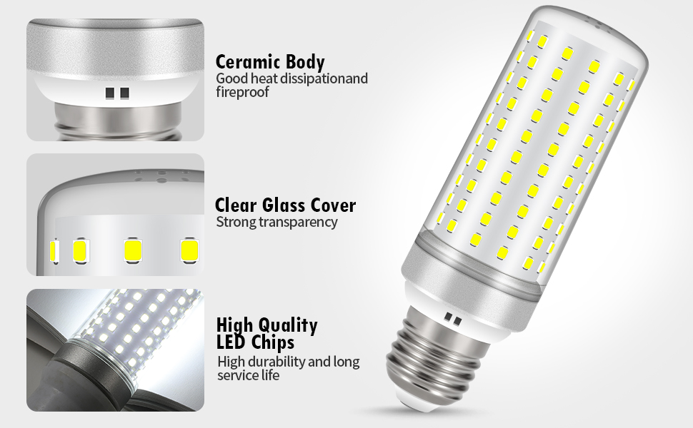 E26 LED Bulbs, 30W LED Light Bulbs Equivalent 250W, 6000K Daylight White, Not Dimmable,AC 85 ...