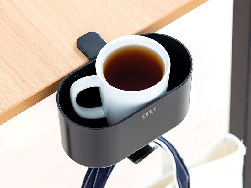 Amazon.co.jp: サンワダイレクト ドリンクホルダー デスク カバン掛け 机 耐荷重5kg クランプ ブラック 1個 200-STN070BK : 車＆バイク