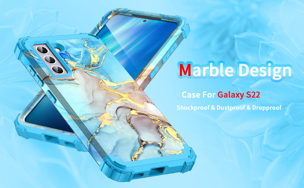 Amazon.com: BQQFG for Galaxy S22 Case,Marble Pattern Three Layer Heavy Duty Shockproof Hard ...
