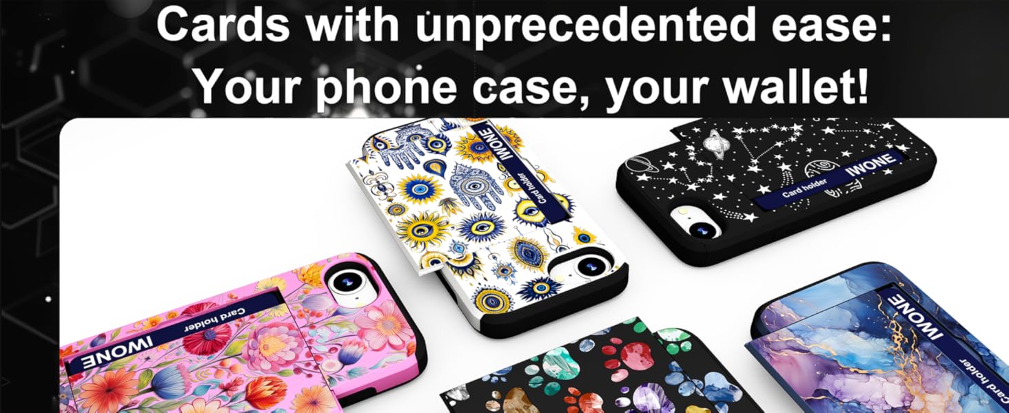Amazon.com: IWONE Compatible with iPhone 16e Case 2025 Cute with Card Holder/Slot Wallet Phone ...