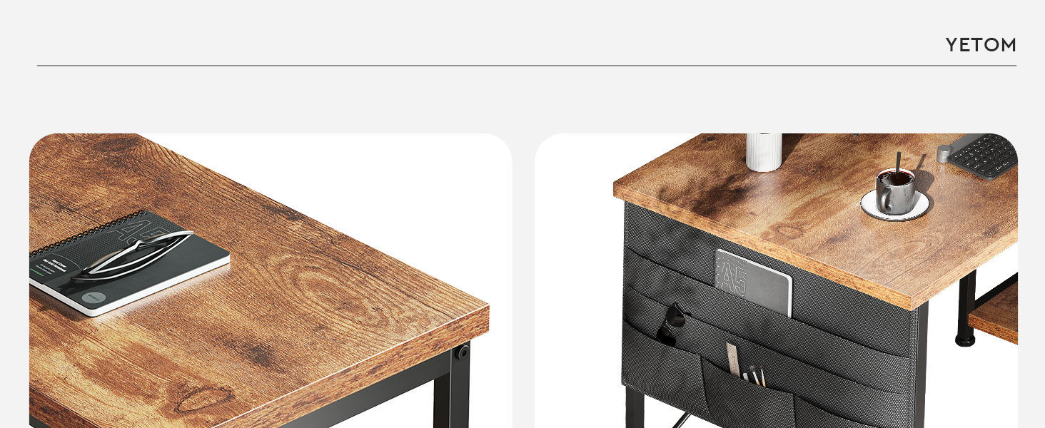 Amazon.co.jp: YeTom L-Shaped Desk, Gaming Desk, Width 42.1 inches (107 cm), Left/Right Shelf, PC ...