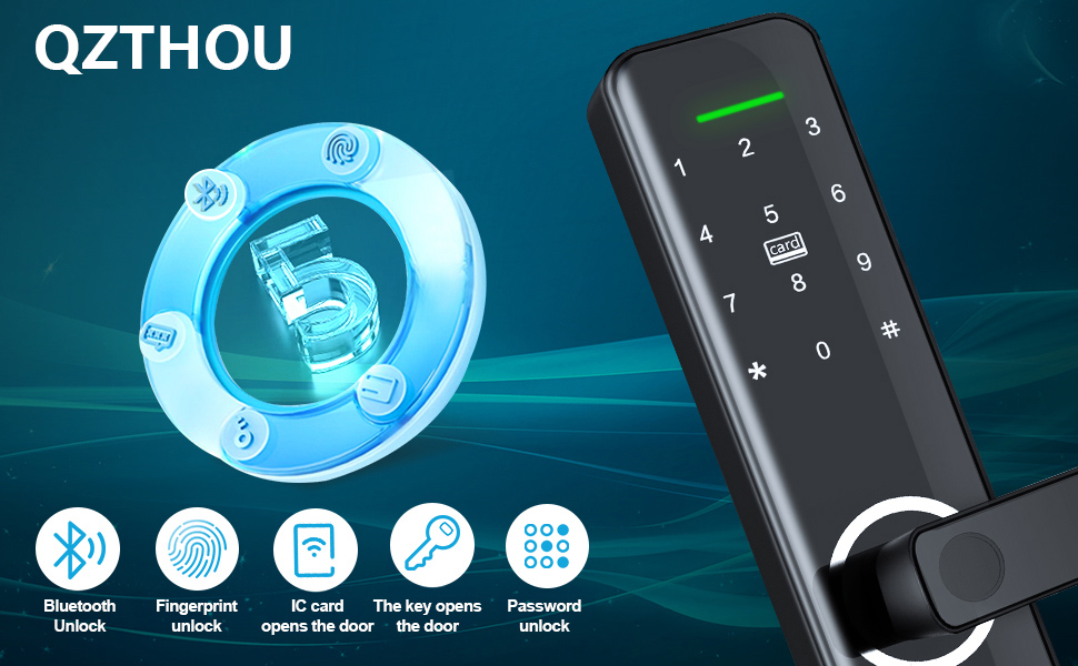 Smart Door Lock,Smart Electronic Lock Keyless Entry with 5 Opening ...