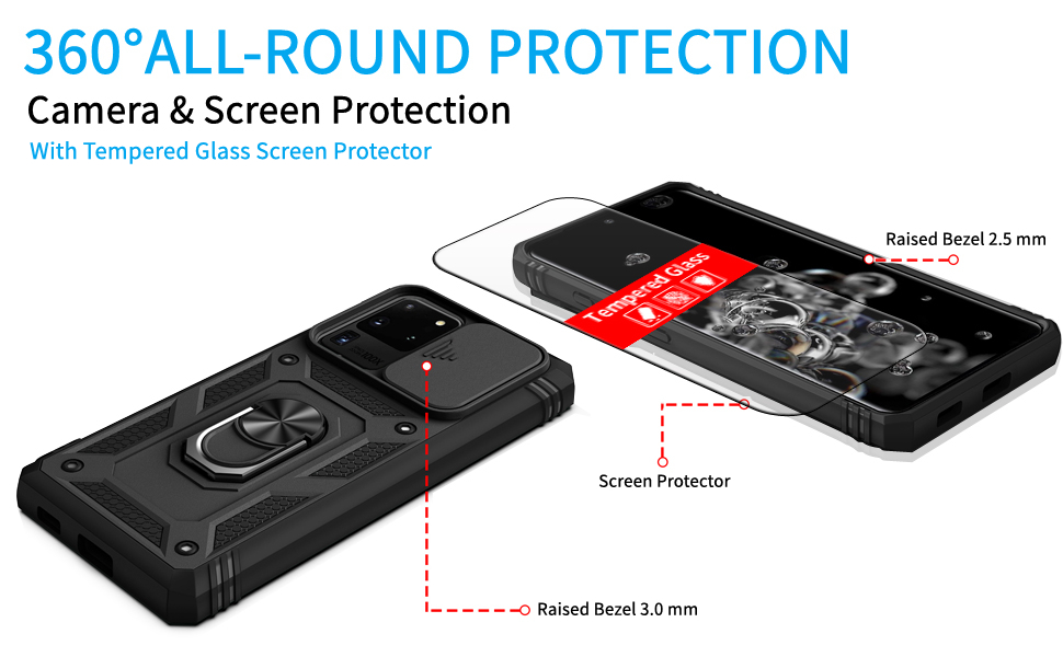 Amazon.com: pompvla for Samsung Galaxy S20 Ultra case with Temprerd Glass Screen Protector,with ...