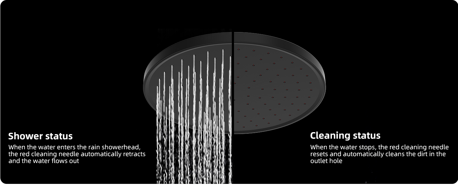 Hibbent Self-cleaning Shower Head, 10'' High Pressure Rainfall Shower Head, Showerhead Combo ...
