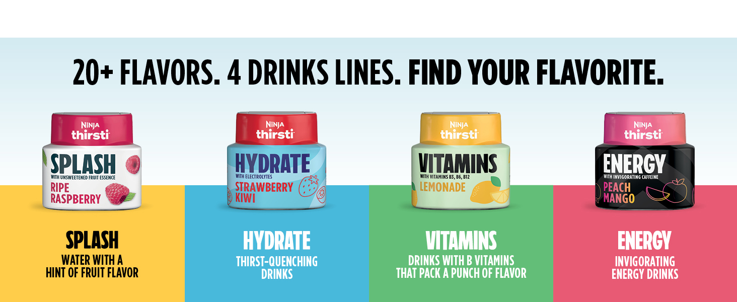 Amazon.com: Ninja Thirsti Flavored Water Drops, SPLASH With Unsweetened Fruit Essence, Exotic ...