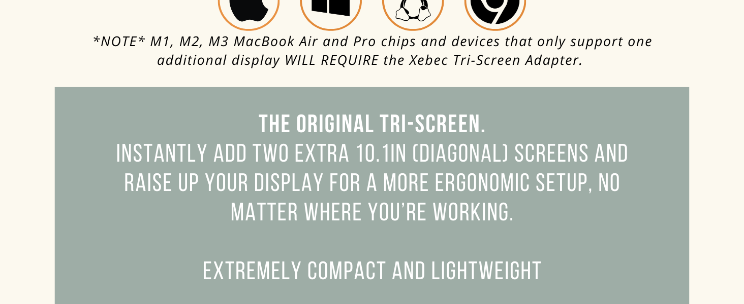 Amazon.com: Xebec Tri-Screen 2 + AirStand Bundle | Triple Laptop Monitor Extender (10.1" Full HD ...