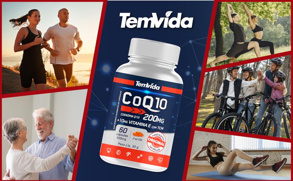 Coenzima Q10 CoQ10 200 Mg Ubiquinona + Vitamina E, e TCM, 60 cápsulas - Tem Vida | Amazon.com.br