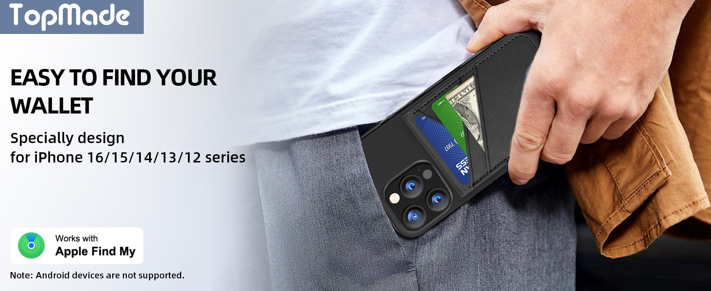 Amazon.com: TopMade for MagSafe Wallet, Works with Apple Find My, Magnetic Wallet for iPhone 17 ...