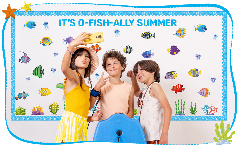 Amazon.com: AsodSway 151Pcs Summer Fish Ocean Bulletin Board Cutouts ...