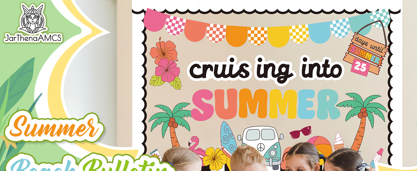 Amazon.com: JarThenaAMCS 78Pcs Retro Summer Beach Bulletin Board Decor ...