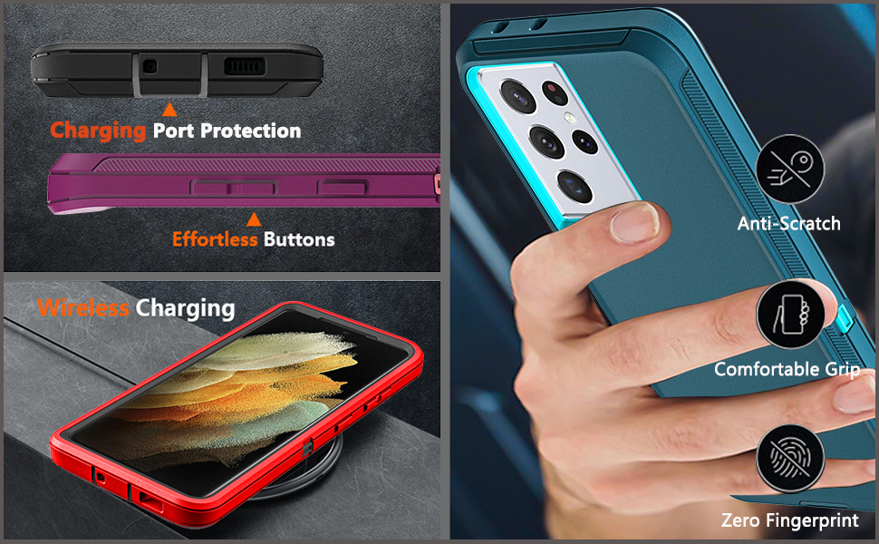 Amazon.com: YKHJKLEC for Samsung Galaxy S21 Ultra Case, with 2Pcs [Self Healing Flexible TPU ...