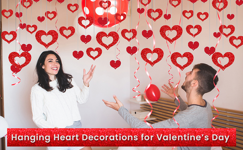 Amazon.com: Hanging Hearts Decorations for Valentines Day Decorations ...