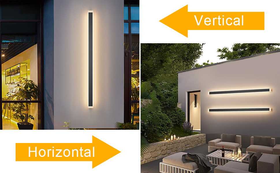 Aipsun Porch Wall Lights 59inch Long Strip Modern Outdoor Wall Light Fixture, Black Wall Mount ...