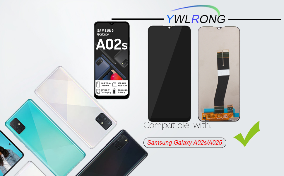 YWLRONG Pantalla LCD para Samsung Galaxy A02s A025F A025M LCD Pantalla Táctil Digitalizador ...