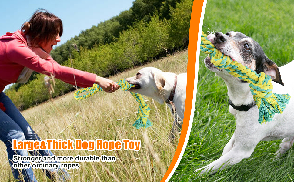 Tough Dog Rope Toys for Large and Medium Aggressive Chewers, 2 Nearly ...