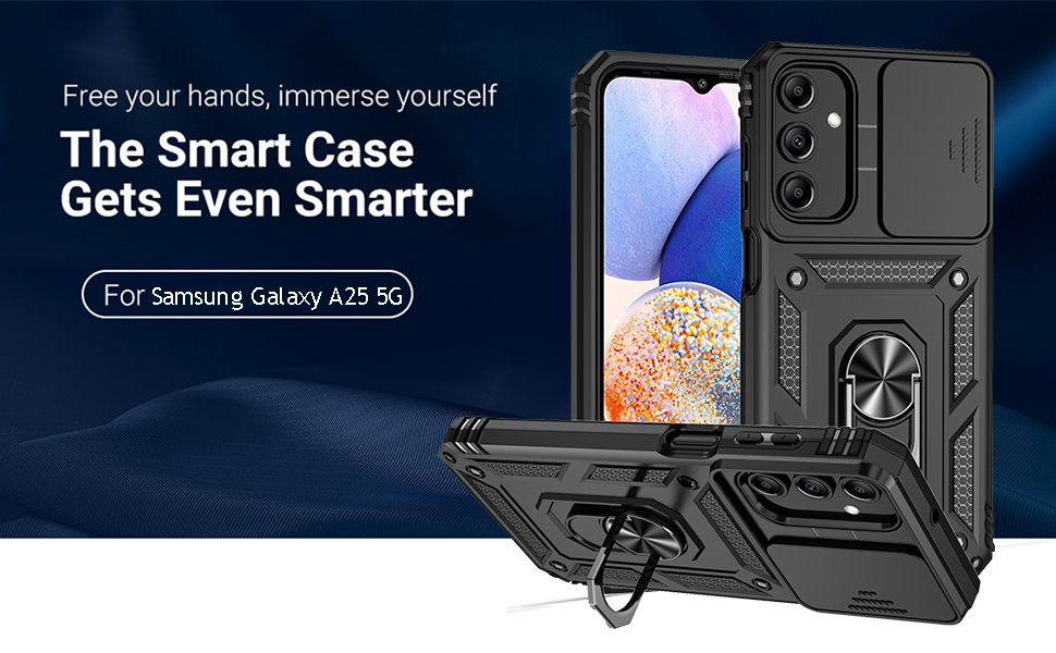 Amazon.com: PUSHIMEI for Samsung Galaxy A25 5G Case with Slide Camera Cover HD Screen Protector ...