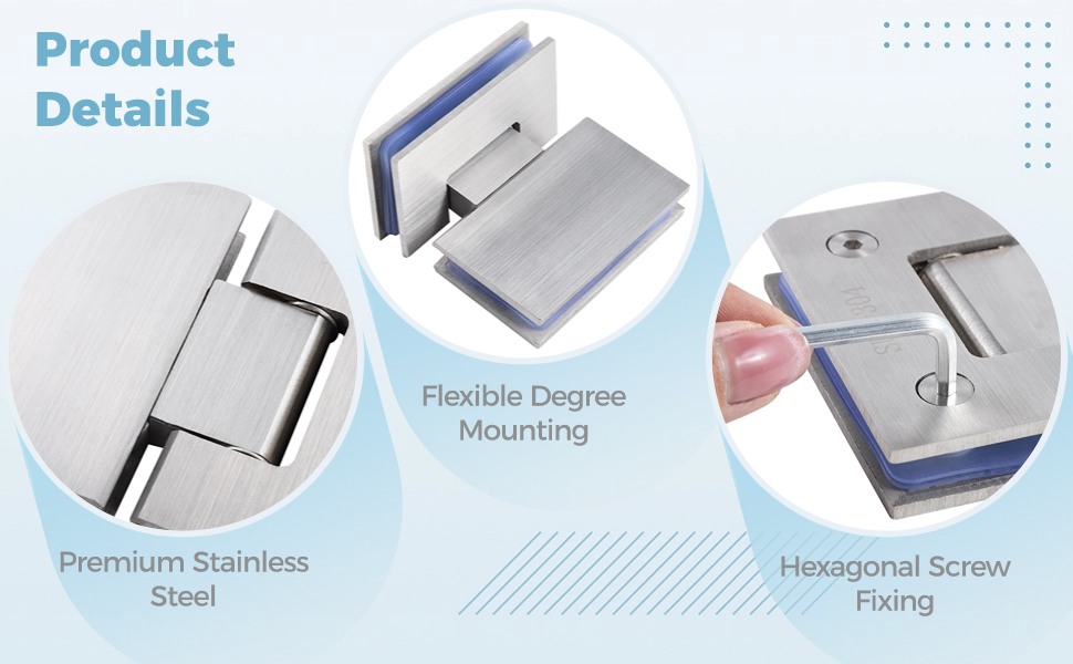 Glass Shower Door Hinges 180 Degree 2 Pack, Frameless Glass to Glass Hinge for 8mm-12mm ...