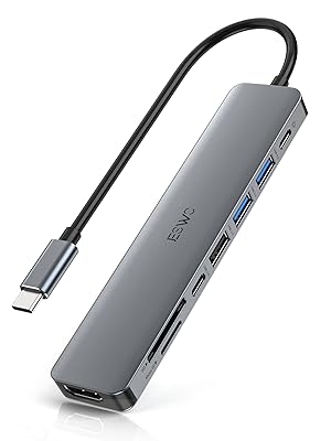 JESWO HUB USB C, 8 en 1 Adaptador USB C a HDMI 4K, 2*USB 3.0, USB 2.0, Lector Tarjeta SD/TF ...