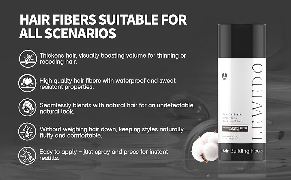 Amazon.com: LEWEDO Hair Building Fibers - Instant Volume for Thinning Hair, Natural Appearance ...