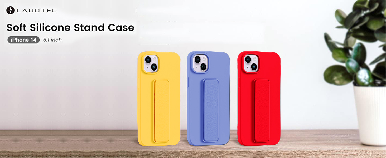 Amazon.com: LAUDTEC Silicone Kickstand Case Compatible with iPhone 14, Vertical and Horizontal ...