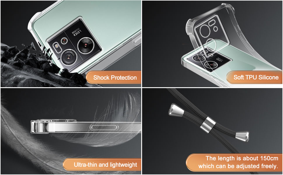 Handykette für Xiaomi 13T / 13T Pro Hülle mit Band, Transparent Silikon Handyhülle für Xiaomi ...