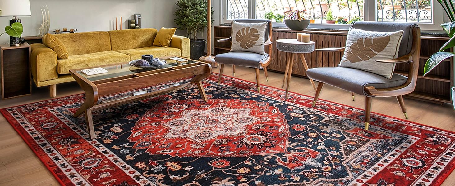 Amazon.com: ST. BRIDGE Large Area Rug 5x8, Washable Vintage Rug for Bedroom Living Room, Non ...