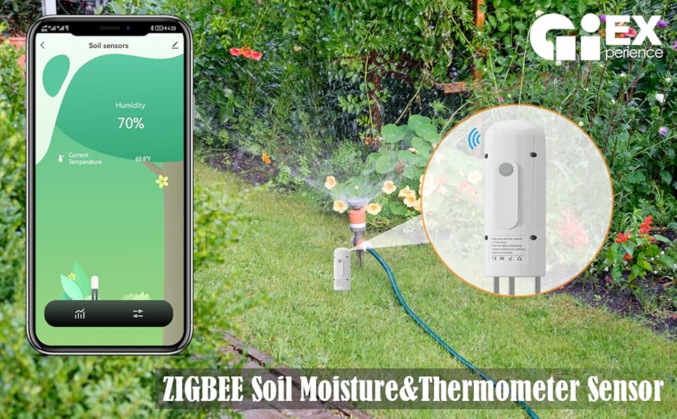 Amazon.com: ZIGBEE Garden Soil Moisture & Temperature Meter,Sensor-Outdoor Waterproof,Plant ...