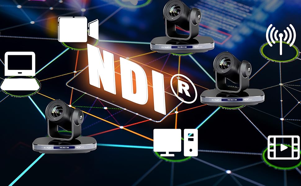 Amazon.com: FoMaKo 4K NDI Camera 60FPS 20X Optical Zoom, AI Auto-Tracking NDI PTZ Camera, USB3.0 ...