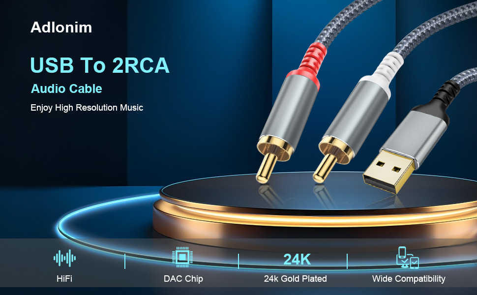 Amazon.com: USB to 2 RCA Audio Cable 3 FT 2 Pack, USB 2.0 Male to 2 RCA Male Stereo Aux Cord ...