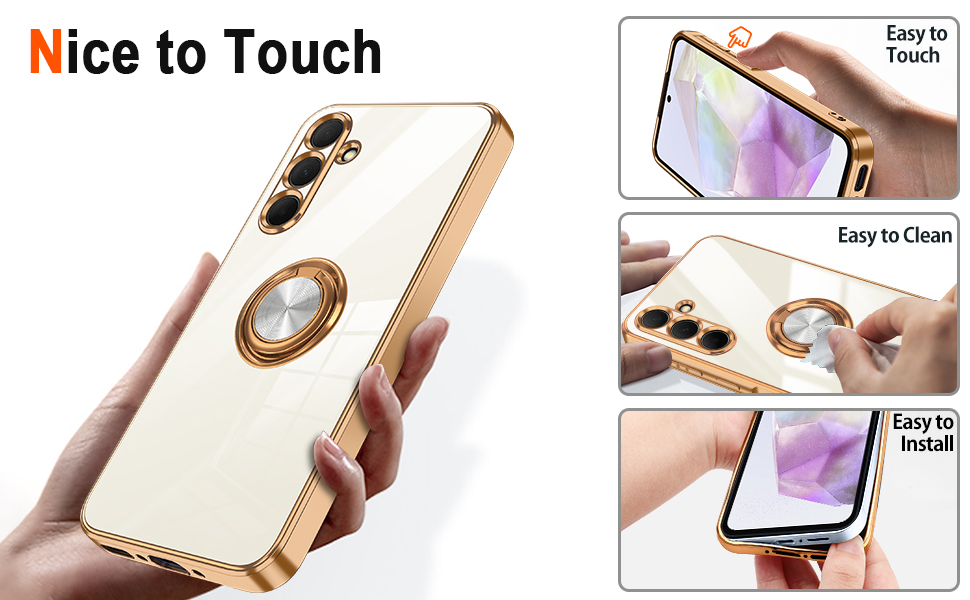 Amazon.com: Buoefivn for Samsung Galaxy A35 5G Case with Screen Protector, Plating Rose Gold ...