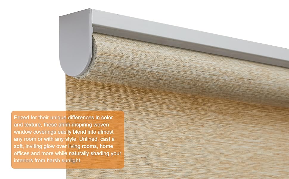 Amazon.com: Persilux Custom Size Natural Woven Cordless Roller Shades, Free-Stop Window Shades ...