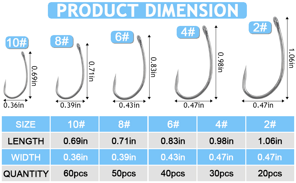 Amazon.com : 200pcs Barbless Fishing Hooks Kit Carp Fishing Fly Tying Hooks Circle Curve Shank ...