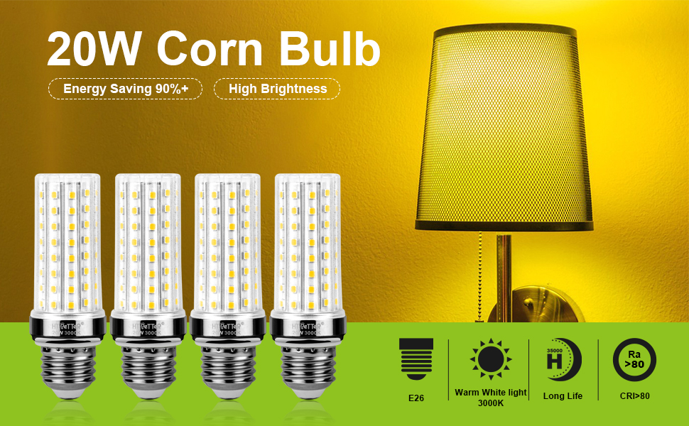 HT PETTER Corn Bulb, 20W E26/E27 Base LED Light Bulb, Chandelier Bulb/Candelabra Bulb ...