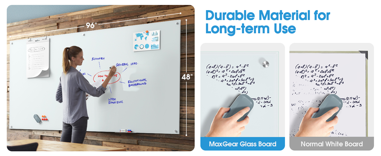 Amazon.com : MaxGear Glass Dry Erase Board, 96" x 48" Magnetic Glass White Boards for Walls ...