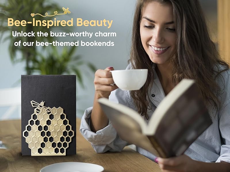 Amazon.com: Designer's Bee-Inspired Honeycomb Gold Bookends - Set of 2 ...