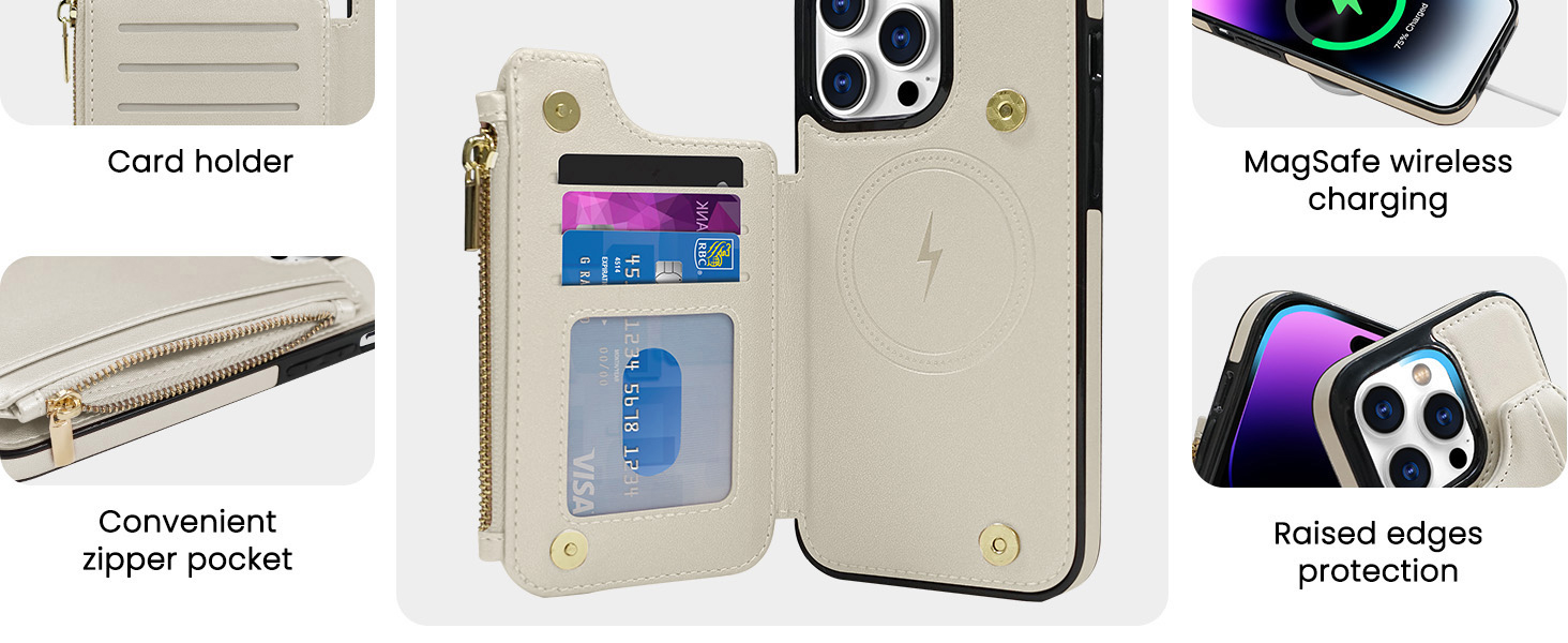 Amazon.com: Delidigi for iPhone 14 Pro Max Case Wallet with Card Holder Compatible with Mag-Safe ...