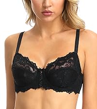 Wingslove Women's Sexy 1/2 Cup Lace Bra Balconette Mesh Underwired Demi Shelf Bra Unlined See ...