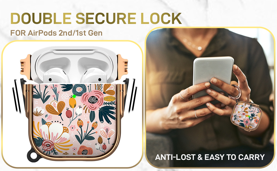 Amazon.com: Maxjoy for AirPods Case Cover with Lock, Flower AirPod Case Lock Hard Protective ...
