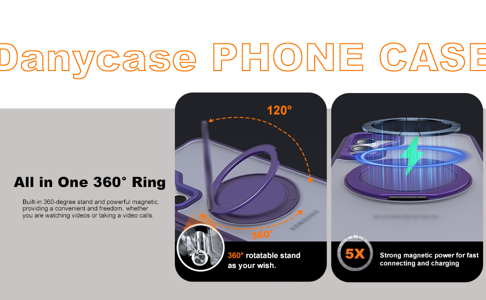 Amazon.com: Danycase for Samsung Galaxy S22/S23 Ultra Case with 360° Rotatable Magnetic Ring ...