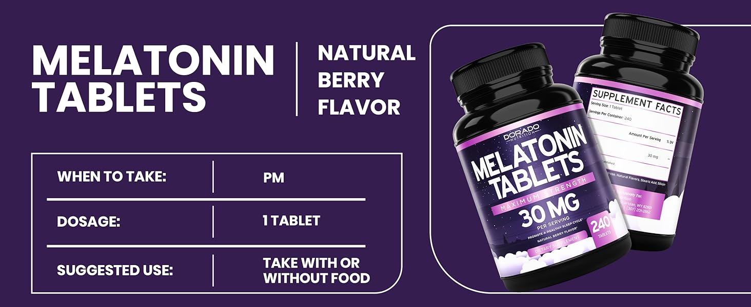 Amazon.com: Melatonin 30mg Tablets for Adults (240 Tablets) - Fast Dissolve Tablet with 30mg of ...