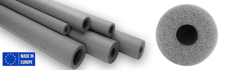 Rohrisolierung - METERWARE - (Stangenlänge 1 m) GRAU Basic Isolierschlauch Heizung Sanitär PE ...