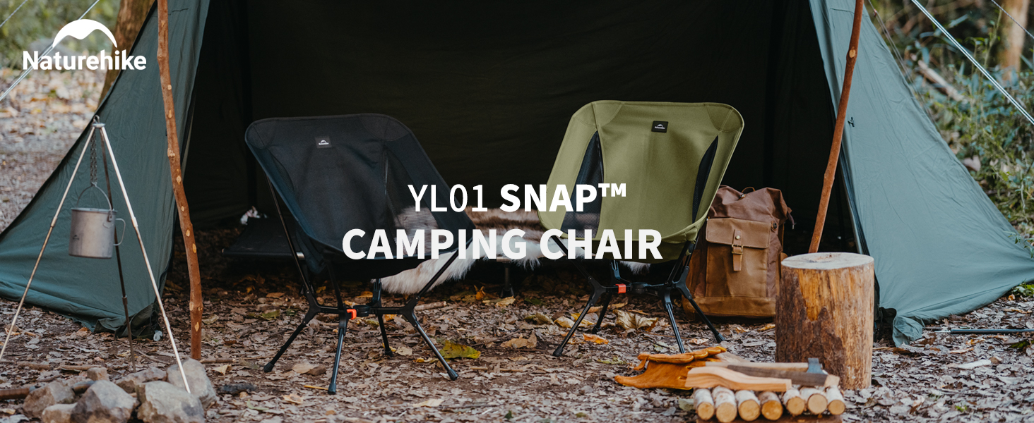 Amazon.com : Naturehike YL01 Snap Camping Chair, 1 Second Setup Frame, 441lb Capacity, Portable ...