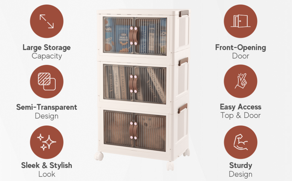 Amazon.com - PROKTIK 30 QT 3 Tier Folding Storage Bins with Doors ...