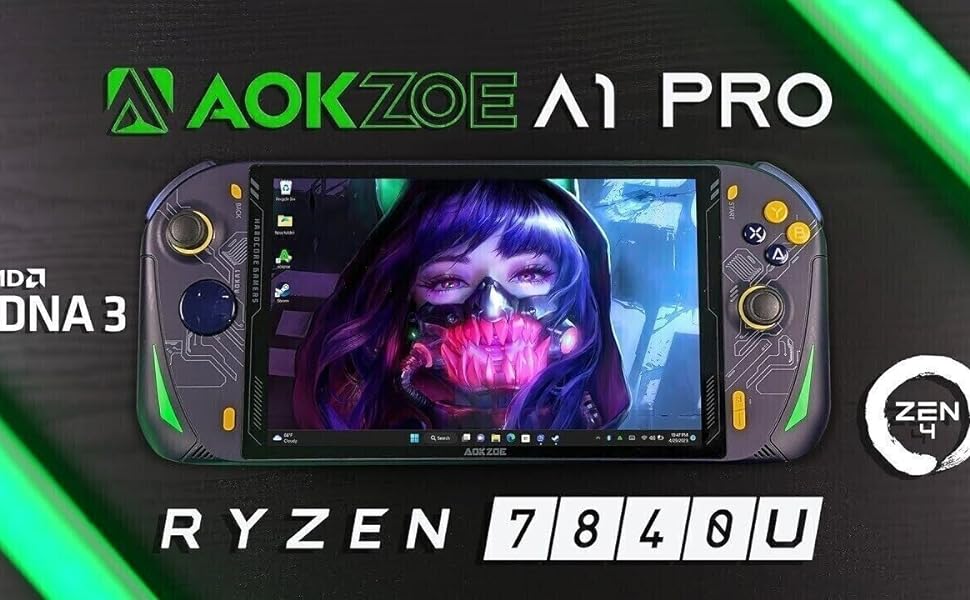 Amazon.com: One Netbook AOKZOE A1 Pro handheld gaming PC with AMD Ryzen 7 7840U CPU, AMD Radeon ...
