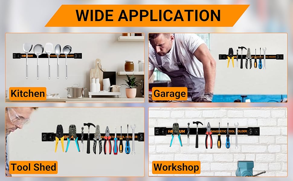 Homdum 18 inch Magnetic Tool Holder Racks, Super Strong Metal Magnet Storage Tool Organizer Bars ...