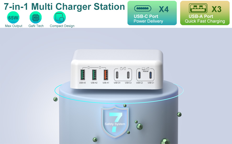 Amazon.com: USB C Charger Block 180W, Bangfun 7 Ports Fast USB C Charging Station Hub Multi USB ...