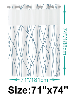 Amazon.com: LXBNI No Hook Navy Blue Striped Shower Curtain with Snap in Fabric Liner Set - Hotel ...