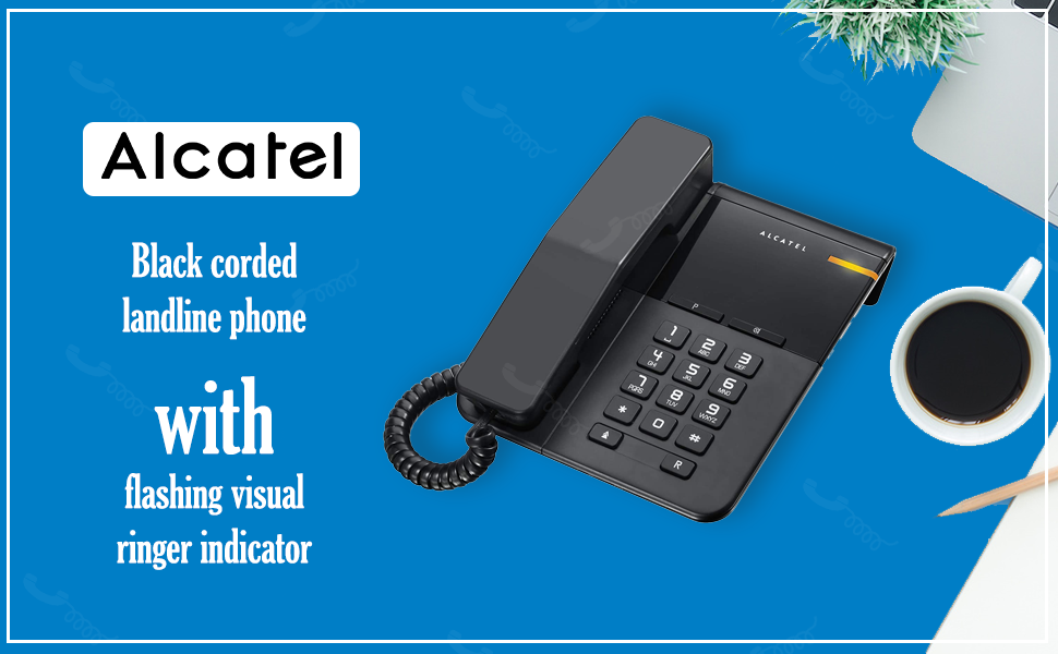 Alcatel T22 Black corded landline phone with flashing visual ringer ...