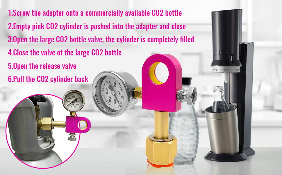 Amazon.com: NTSUMI Soda Refill Adapter Fit for DUO Terra Art Pink Soda Cylinder, Carbonator Soda ...