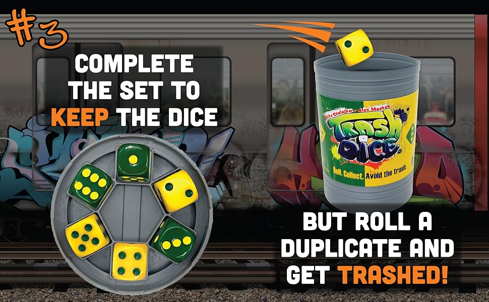 Amazon.com: Big Discoveries Trash Dice - Fast-Paced Family Dice Game | Exciting 2-Player Board ...